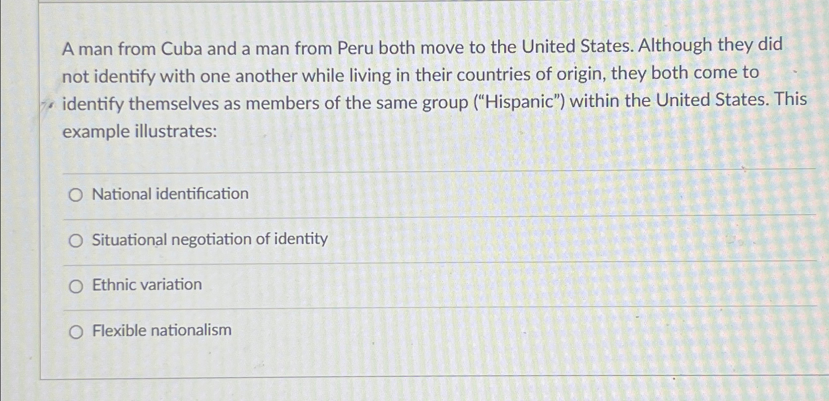 Solved A man from Cuba and a man from Peru both move to the | Chegg.com