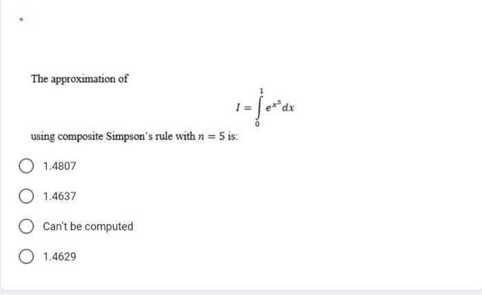 Solved The approximation of 1= landi dx using composite | Chegg.com