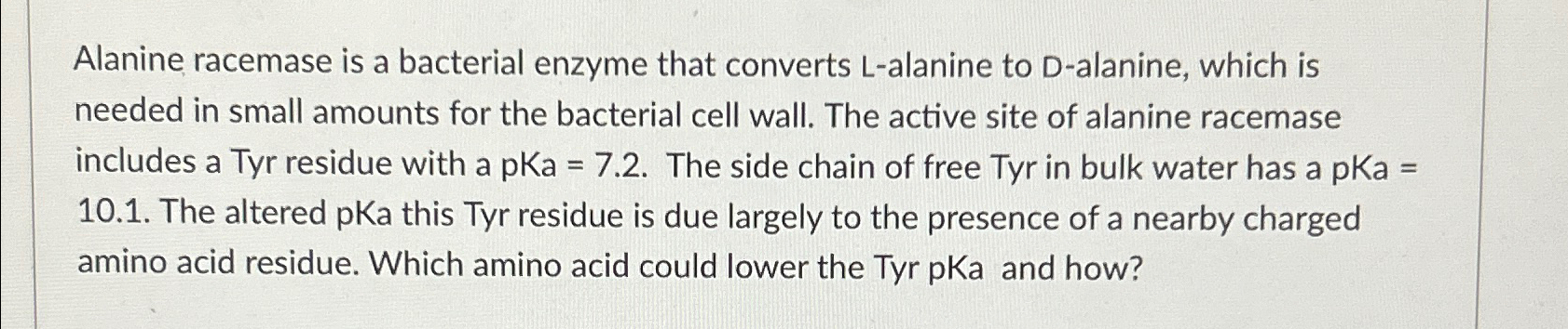 Solved Alanine racemase is a bacterial enzyme that converts | Chegg.com