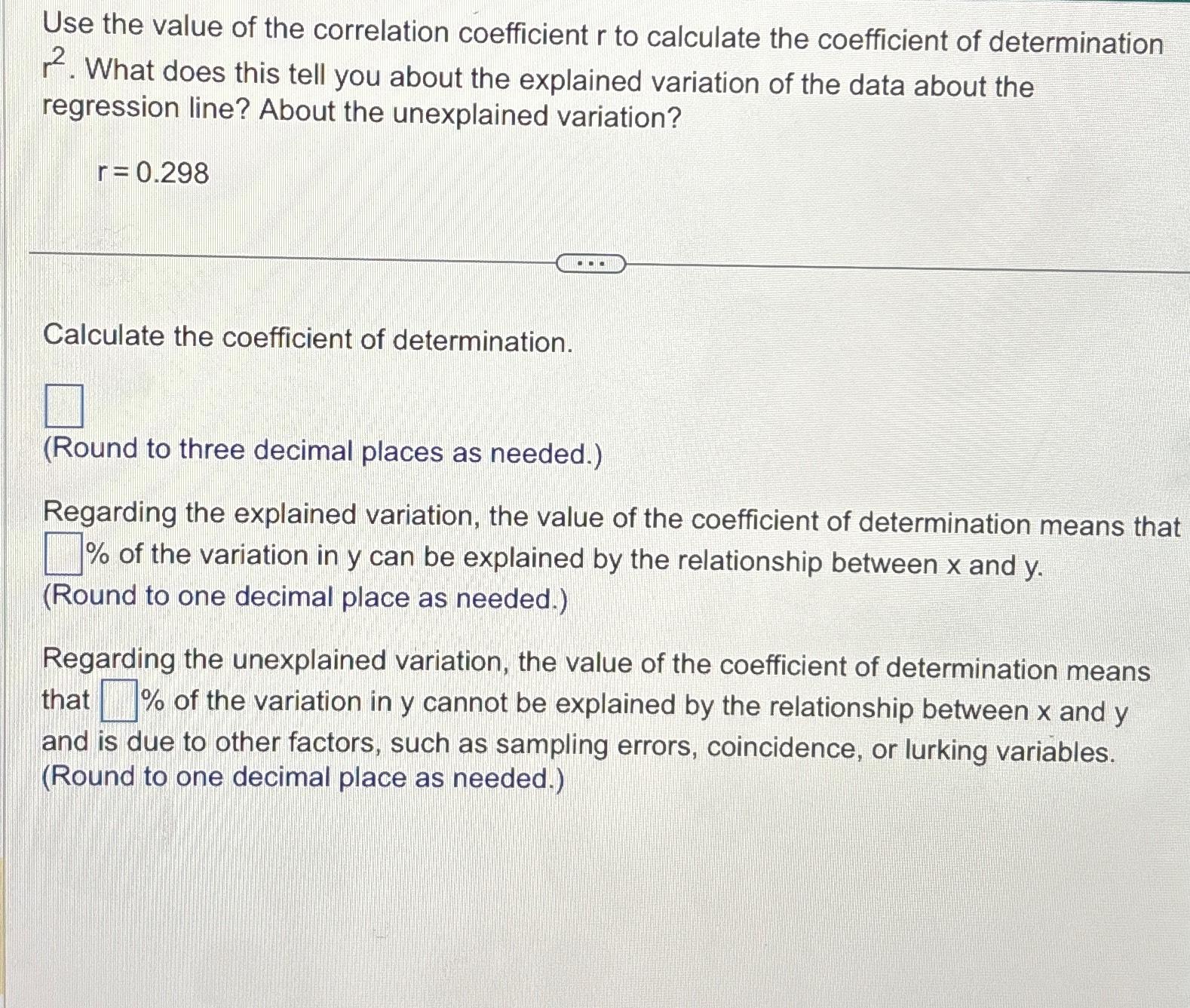 Solved Use the value of the correlation coefficient r ﻿to | Chegg.com