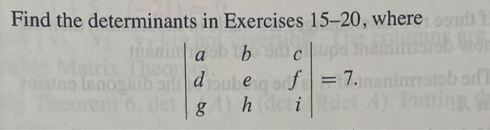 Solved Find the determinants in Exercises 15−20, where | Chegg.com