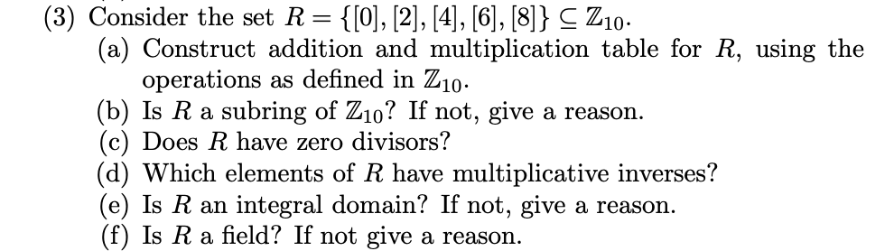 Solved (3) ﻿Consider the set | Chegg.com