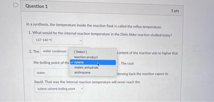 In a synthesis, the temperature inside the reaction | Chegg.com
