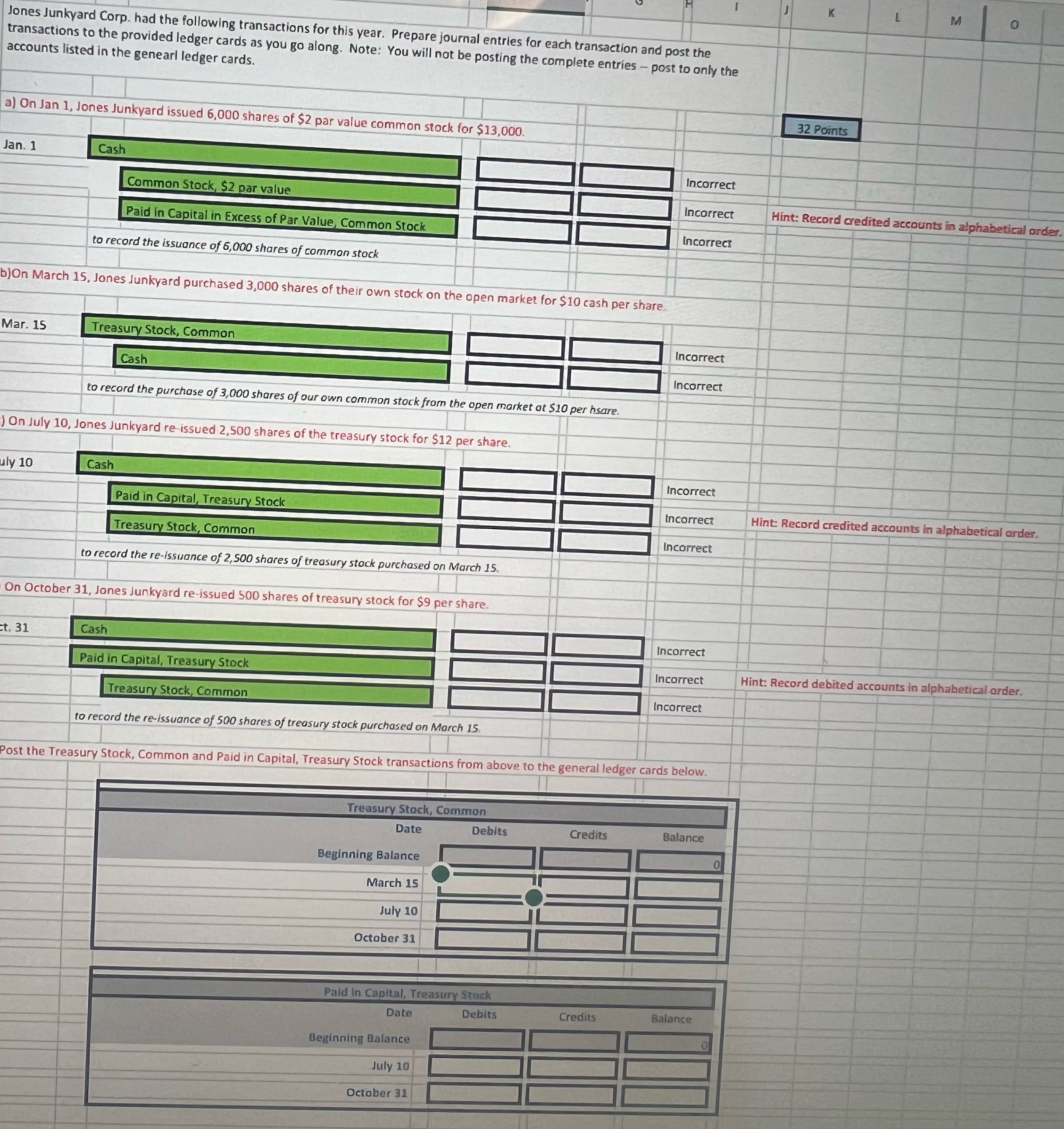Solved Jones Junkyard Corp. had the following transactions | Chegg.com