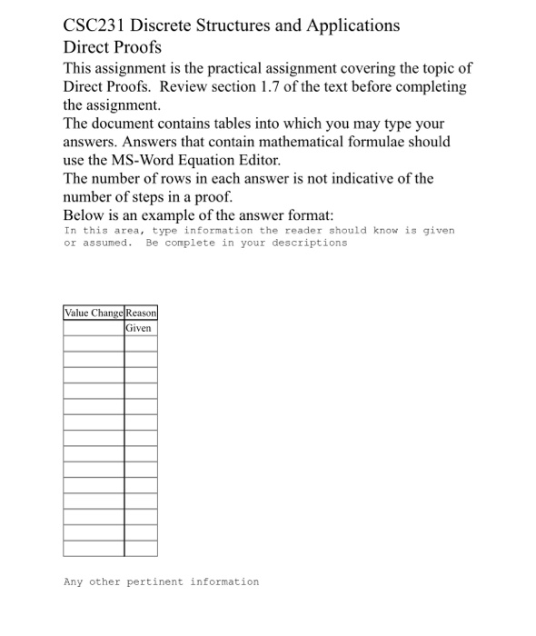 Solved CSC231 Discrete Structures and Applications Direct | Chegg.com