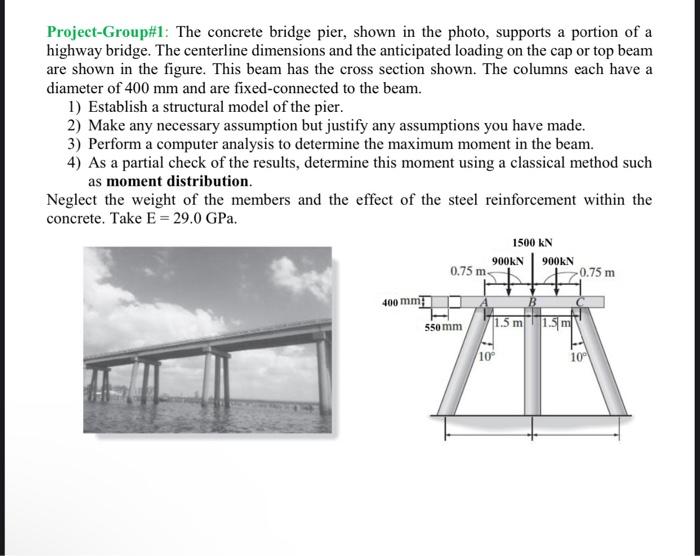 Solved Project-Group\#1: The concrete bridge pier, shown in | Chegg.com
