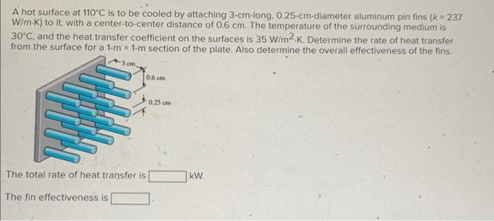 Solved A hot surface at 110∘C is to be cooled by attaching 3 | Chegg.com