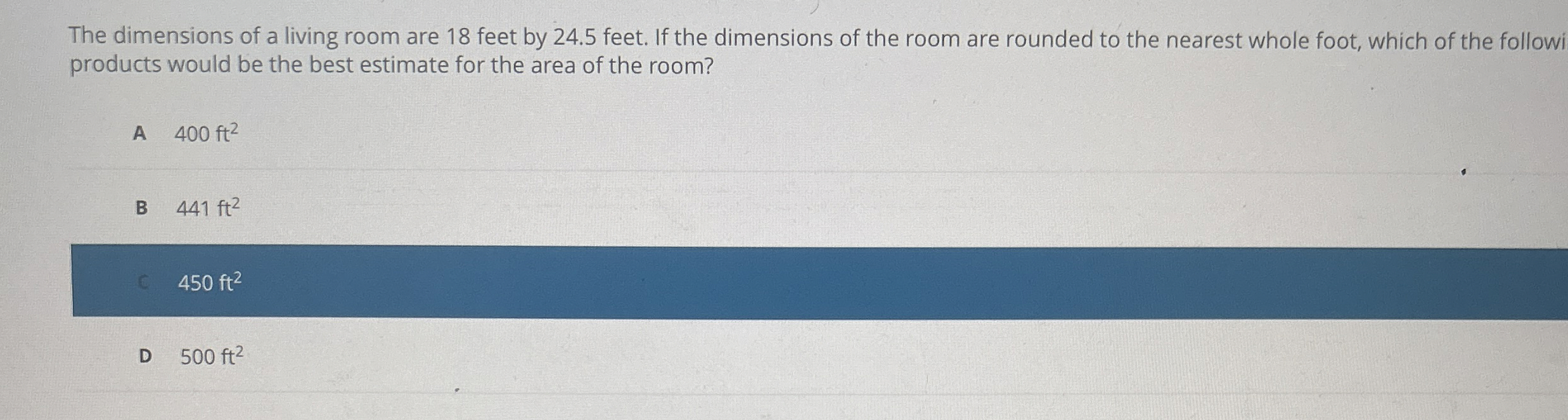 Solved The dimensions of a living room are 18 ﻿feet by 24.5 | Chegg.com