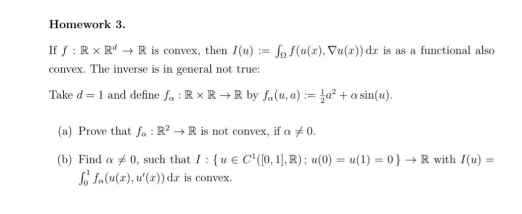Homework 3. If f:R×Rd→R is convex, then | Chegg.com
