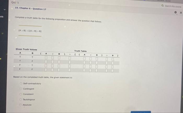 ols 14. Chapter 6- Question 16 Complete a truth table | Chegg.com