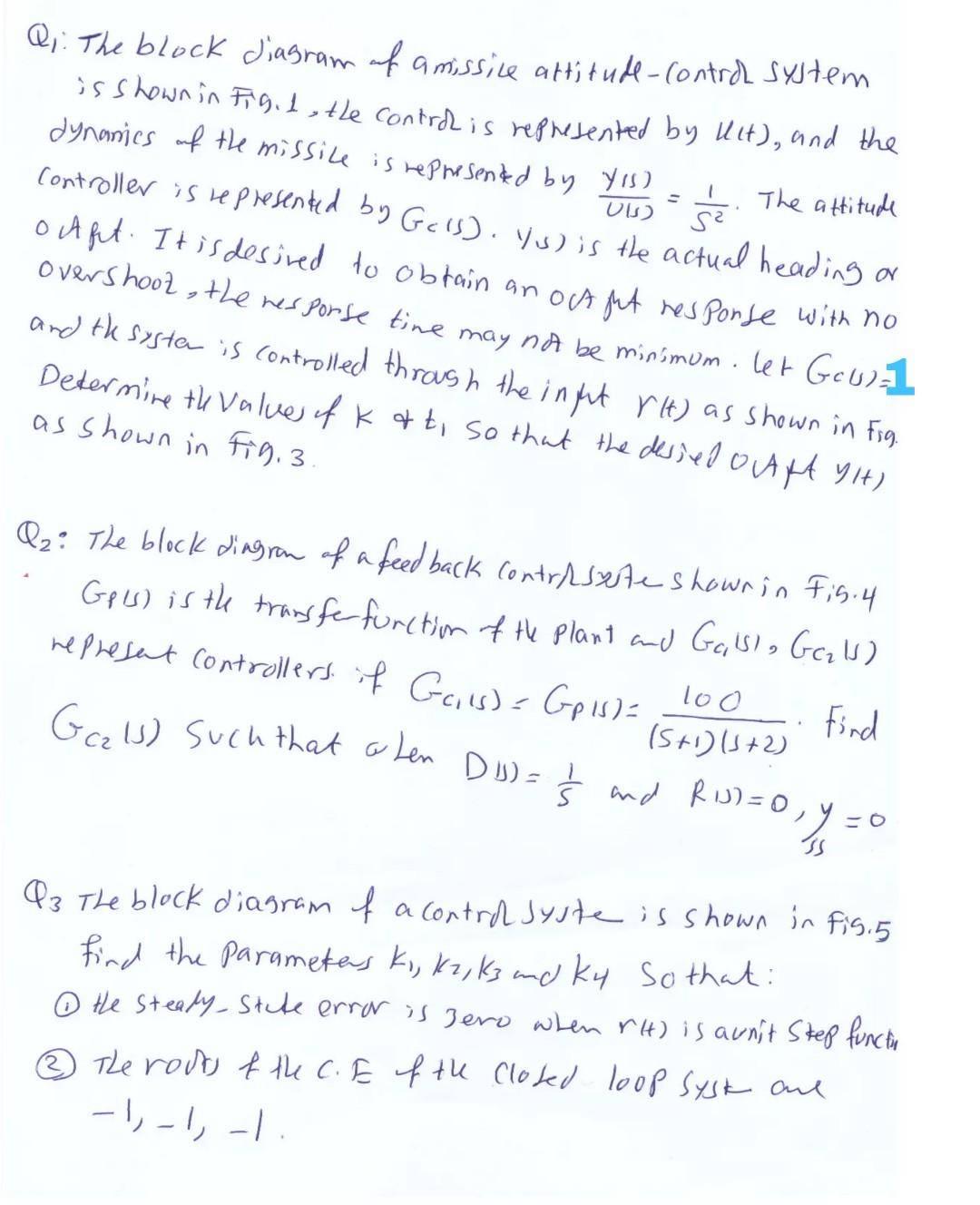 Solved Ris) Gels) 1 म Yu) くく rit) Figit 1 K + Уt) ) a Fig. | Chegg.com