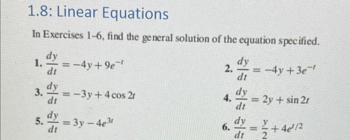 Solved 1.8: Linear Equations In Exercises 1-6, find the | Chegg.com