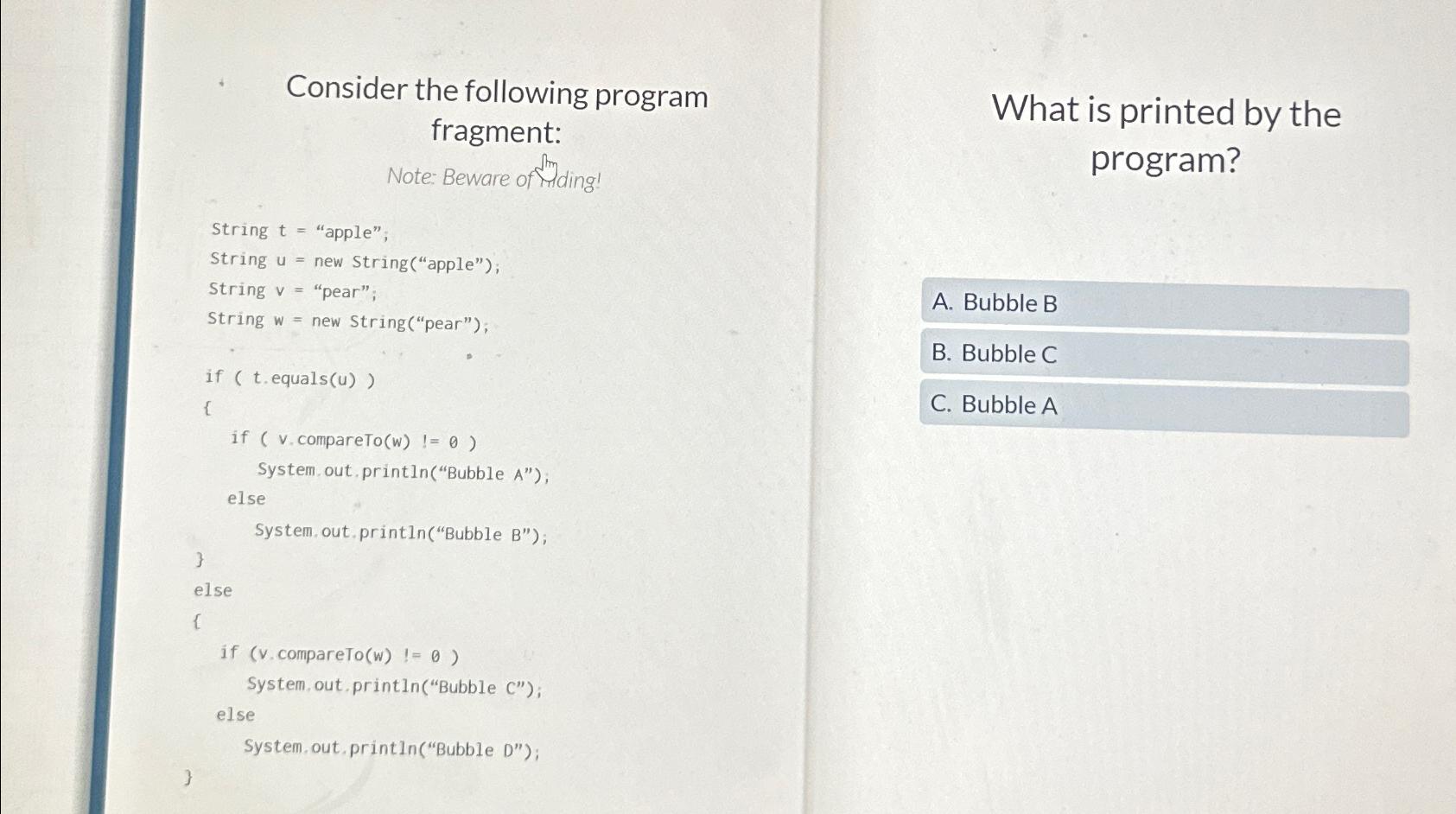 Solved Consider The Following Program Fragment Note Beware