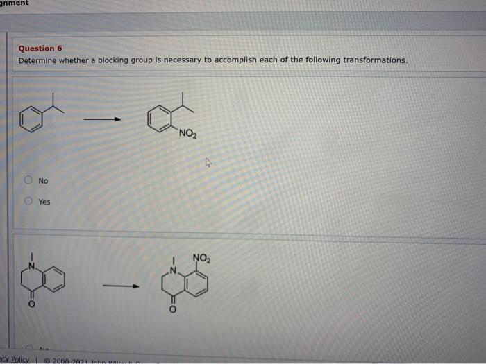 Solved gnment Question 6 Determine whether a blocking group | Chegg.com Solved gnment Question 6 Determine whether a blocking group | Chegg.com