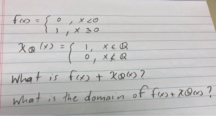 Solved fro = { XQ (X) = { 1, XER 10, X&Q What is fex) + | Chegg.com