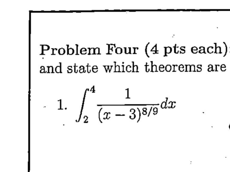 Solved Problem Four (4 ﻿pts each) ﻿and state which theorems | Chegg.com