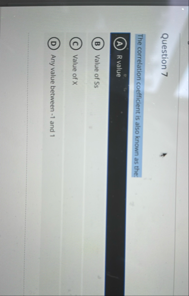 Solved Question 7The correlation coefficient is also known | Chegg.com