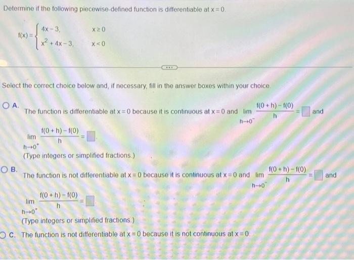 Solved Determine if the following piecewise-defined function | Chegg.com
