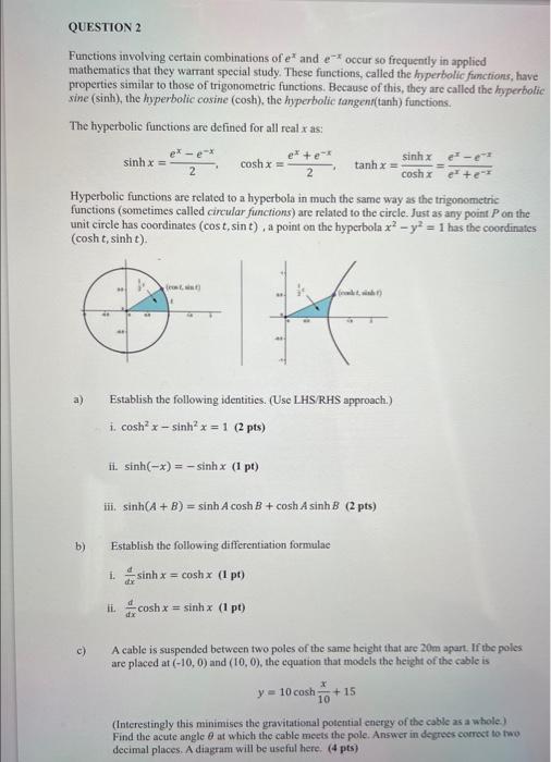 Solved Functions involving certain combinations of ex and | Chegg.com