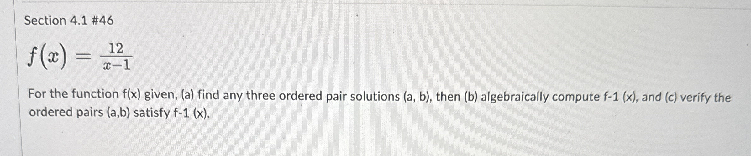 Solved Section 4.1 ﻿#46f(x)=12x-1For the function f(x) | Chegg.com