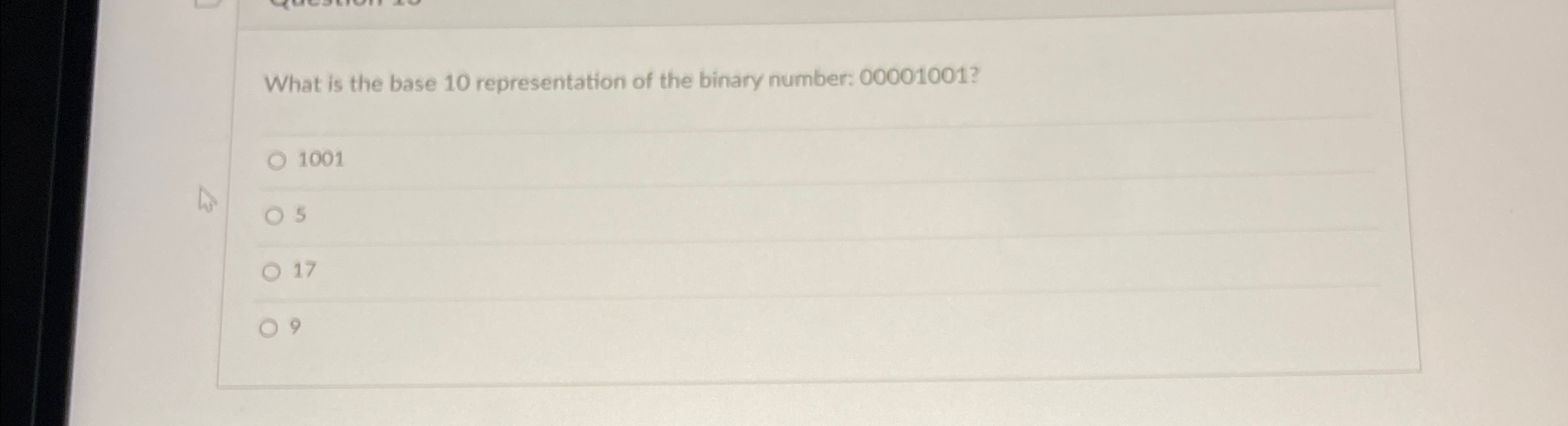 Solved What is the base 10 ﻿representation of the binary | Chegg.com