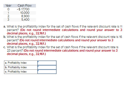 Solved Year Cash Flow a. ﻿What is the profitability index | Chegg.com