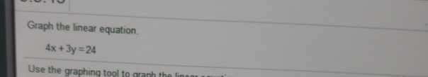 Solved Graph the linear equation. 4x + 3y = 24 Use the | Chegg.com