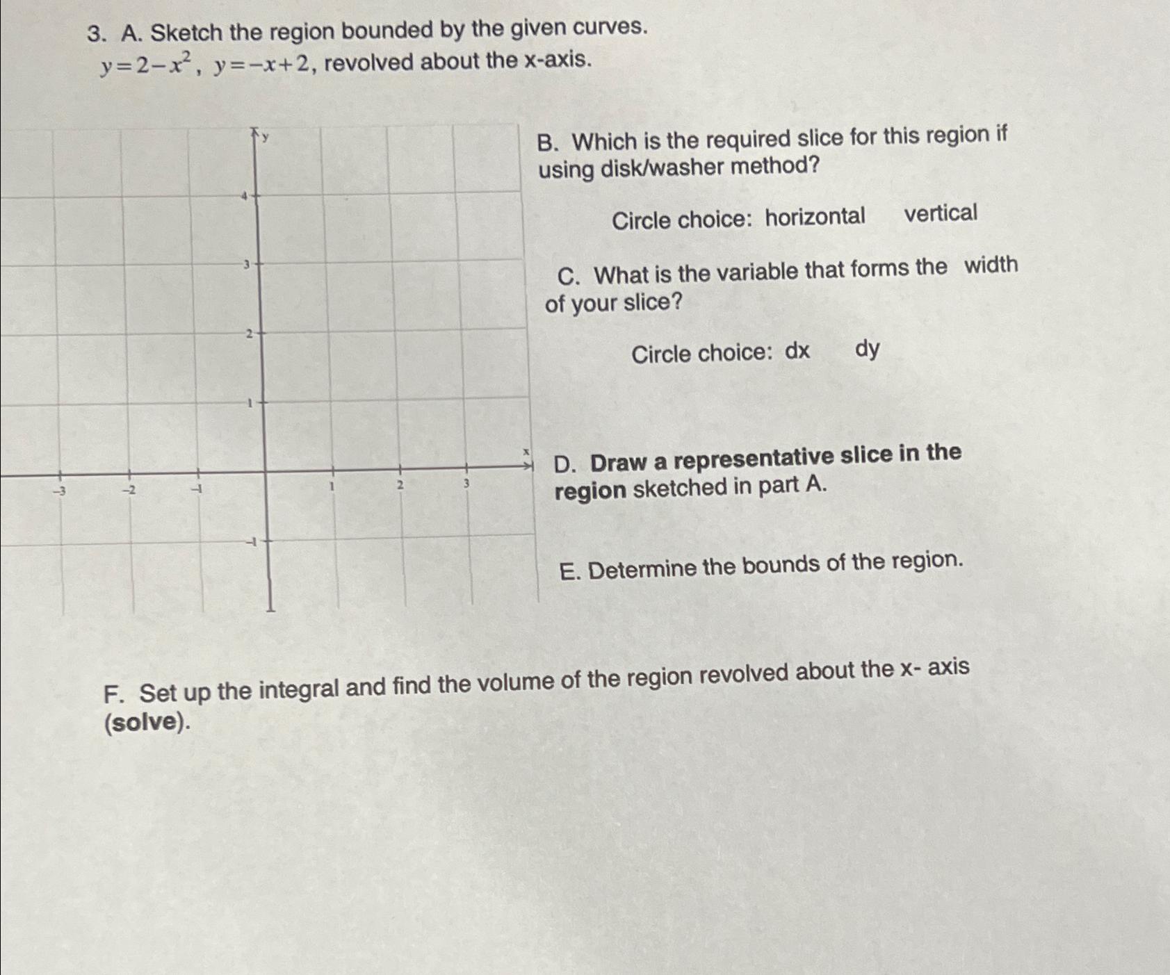 Solved A. Sketch the region bounded by the given | Chegg.com