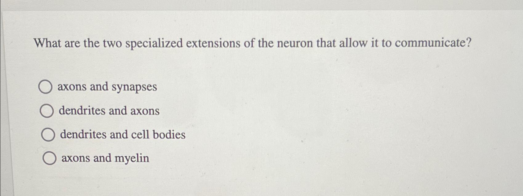 Solved What are the two specialized extensions of the neuron | Chegg.com