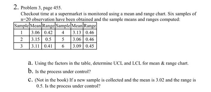 Solved Problem 3, page 455. Checkout time at a supermarket | Chegg.com