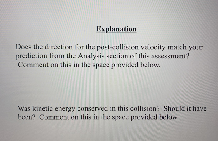 Evaluation Find the post-collision velocity for this | Chegg.com