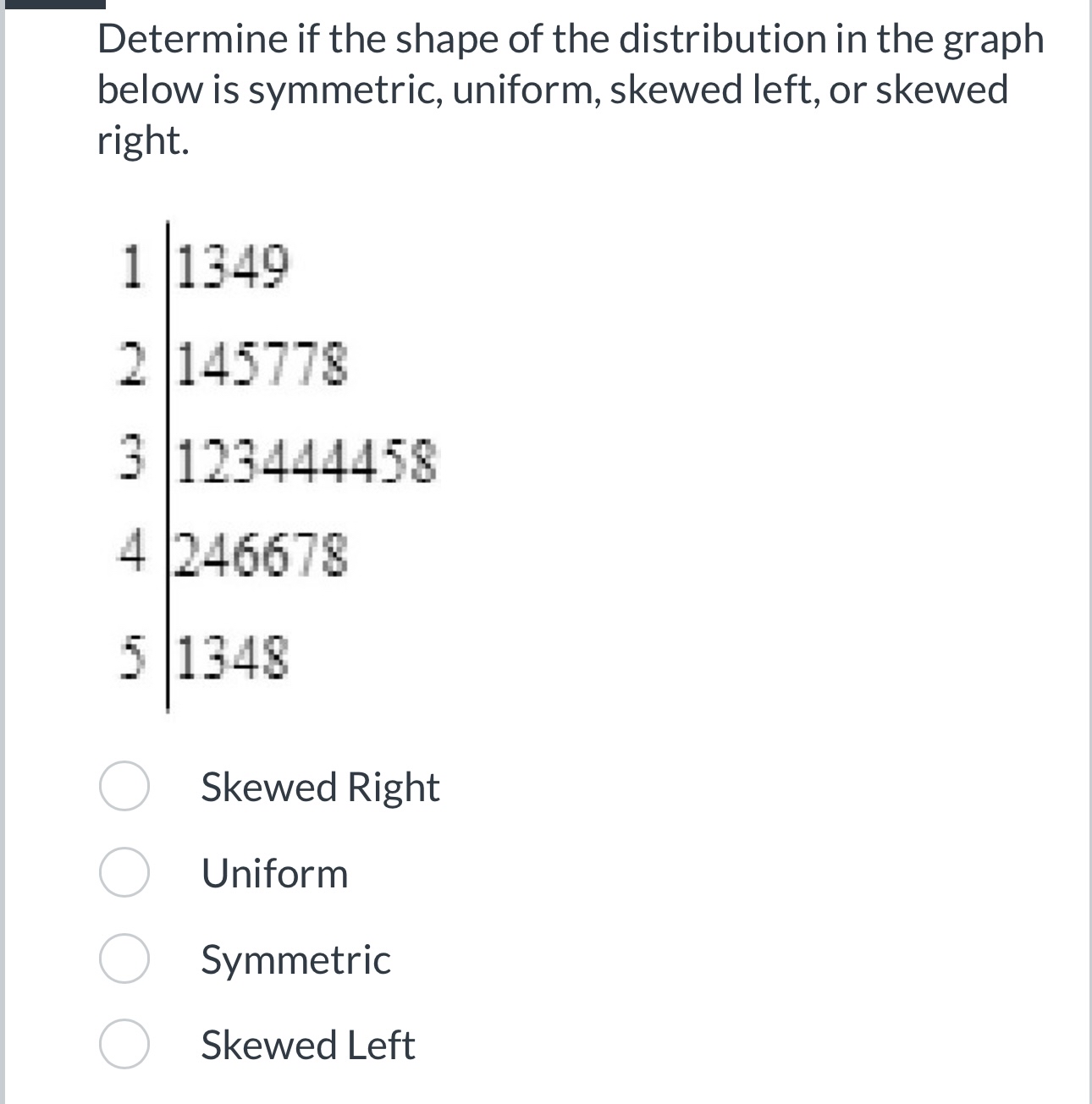 Solved Determine if the shape of the distribution in the | Chegg.com