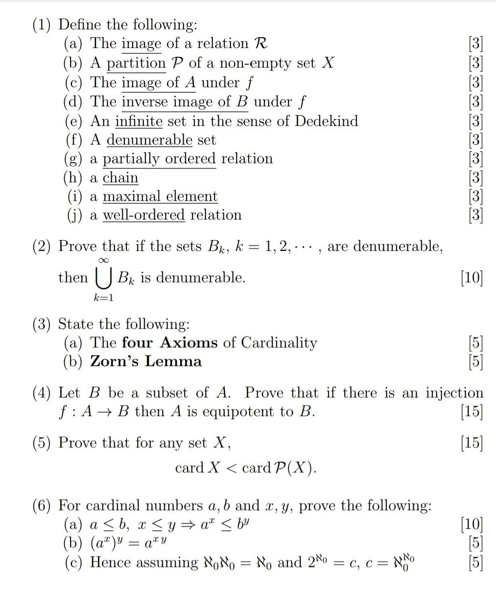 Solved (1) Define the following: (a) The image of a relation | Chegg.com