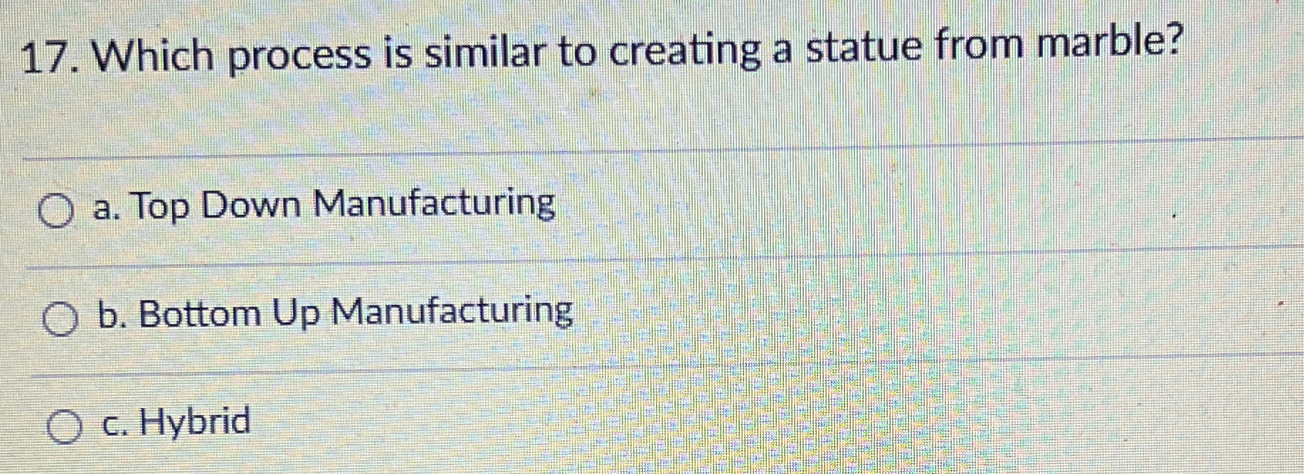 Solved Which process is similar to creating a statue from | Chegg.com