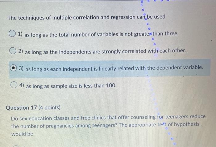 Solved The techniques of multiple correlation and regression | Chegg.com