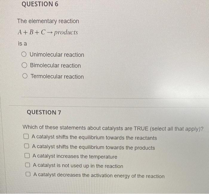 Solved The elementary reaction A+B+C→ products is a | Chegg.com
