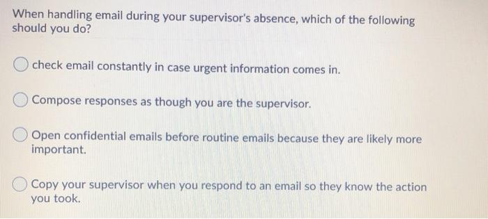 Solved When sorting incoming mail, which of the following | Chegg.com