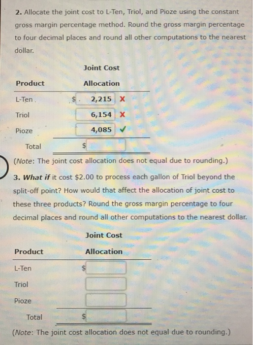 Solved Allocating Joint Costs Using the Constant Gross | Chegg.com