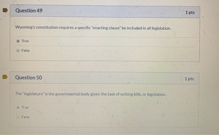 Solved Question 49 1 pts Wyoming's constitution requires a | Chegg.com