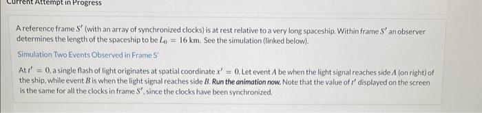 A reference frame S′ (with an array of synchronized | Chegg.com
