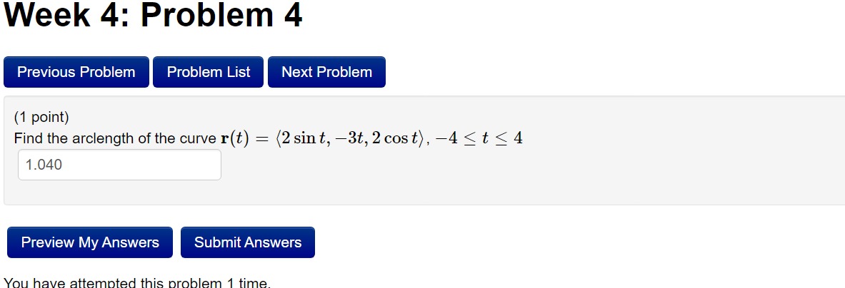 Solved (1 point)Find the arclength of the curve | Chegg.com Solved (1 point)Find the arclength of the curve | Chegg.com