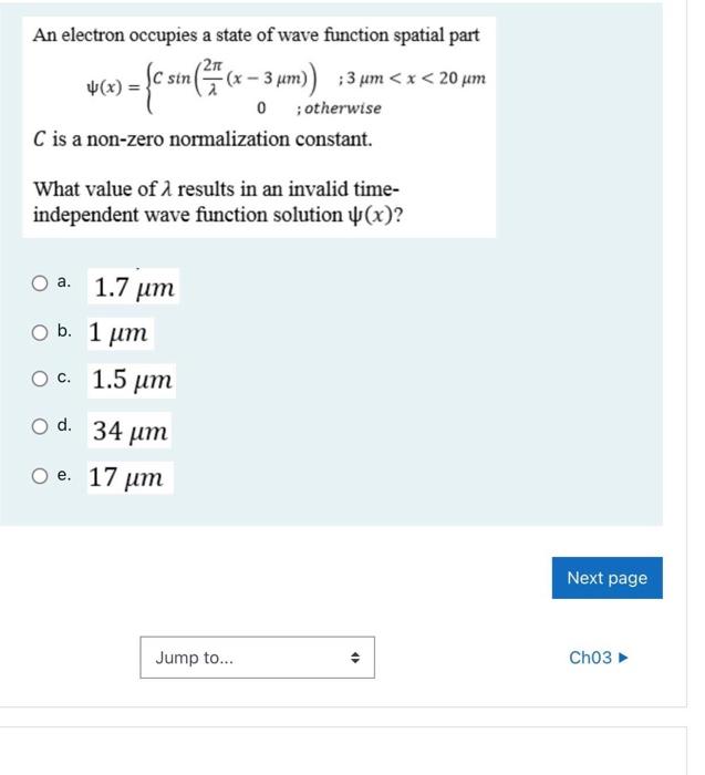 Solved An electron occupies a state of wave function of | Chegg.com