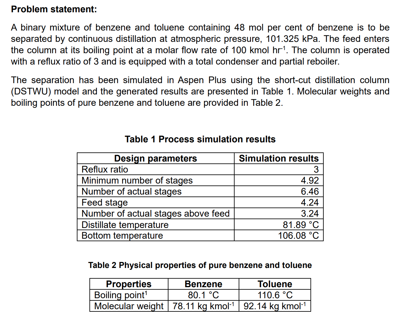 Problem statement:A binary mixture of benzene and | Chegg.com
