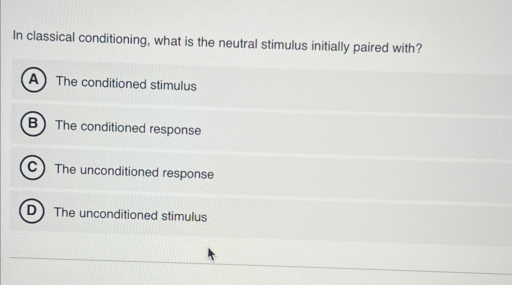 Solved In classical conditioning, what is the neutral | Chegg.com
