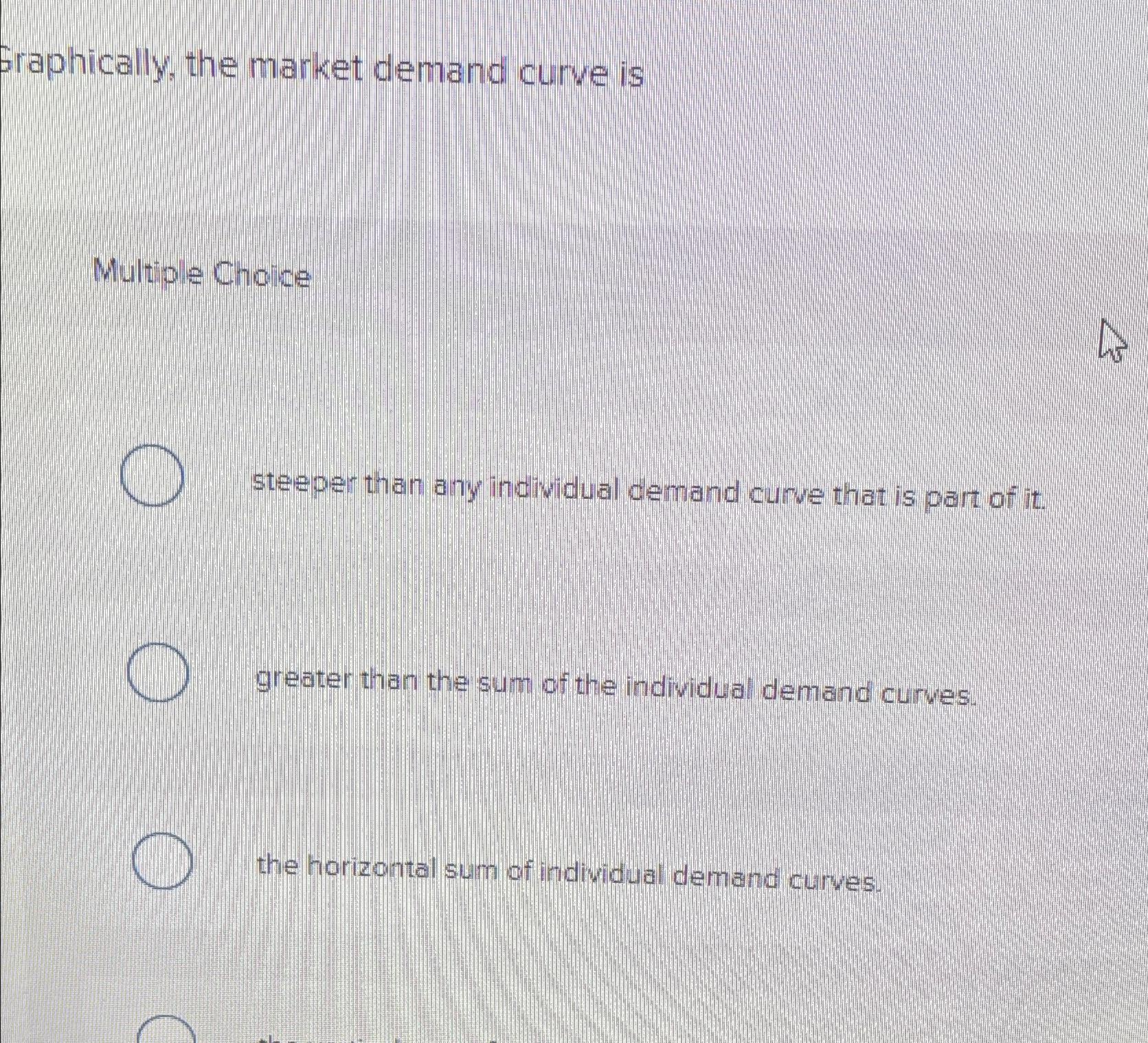 Solved Graphically, the market demand curve isMultiple | Chegg.com
