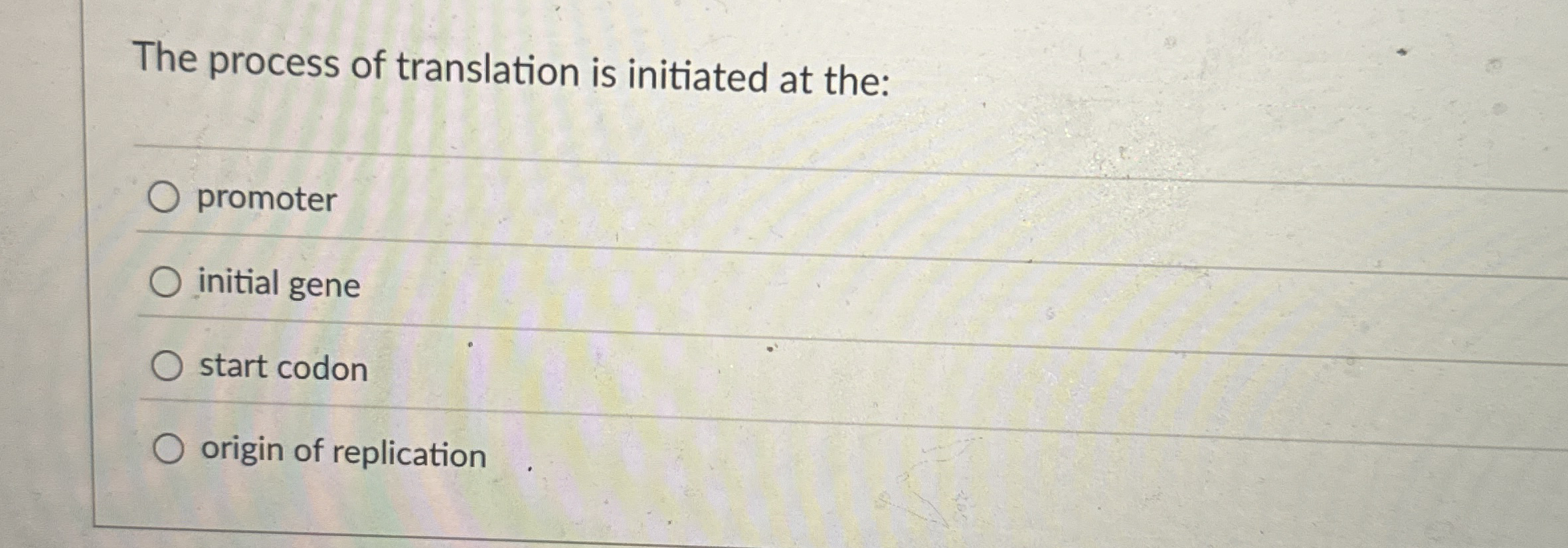 Solved The process of translation is initiated at the: | Chegg.com