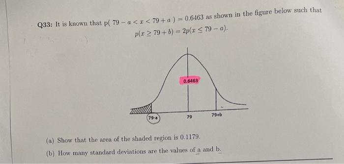 Solved Q33: It is known that p(79−a | Chegg.com