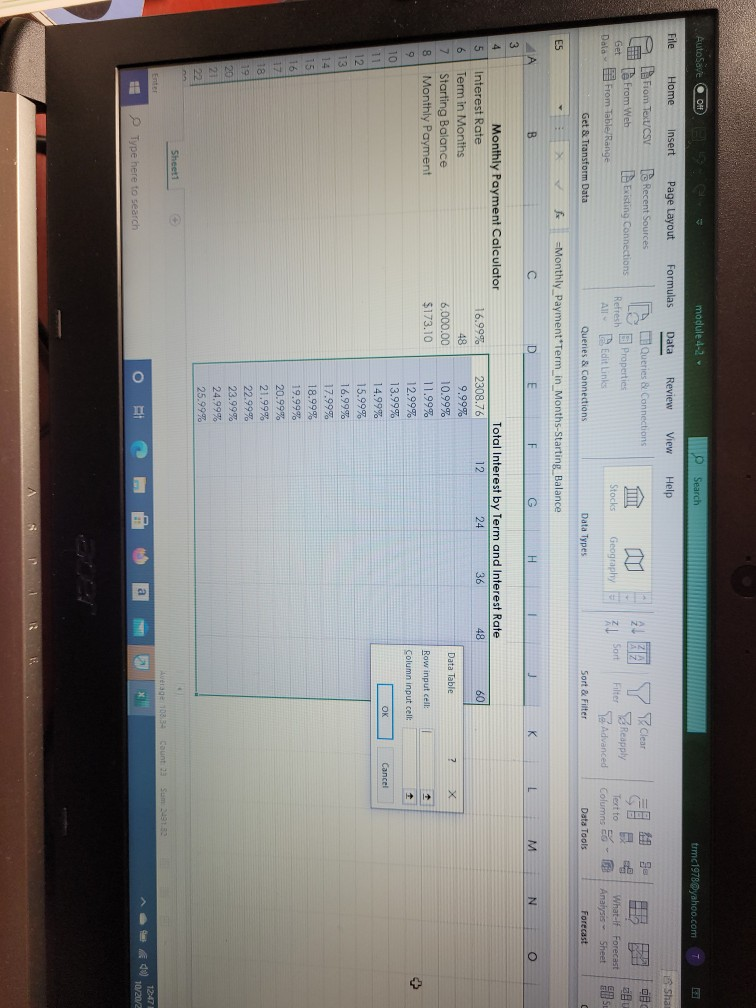Solved what do I need to put in the row and column input | Chegg.com