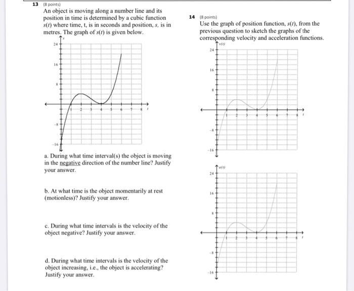Solved 13 (8 points) An object is moving along a number line | Chegg.com