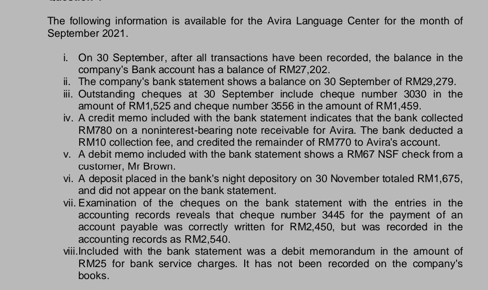 Solved Required: a. Prepare the September bank | Chegg.com